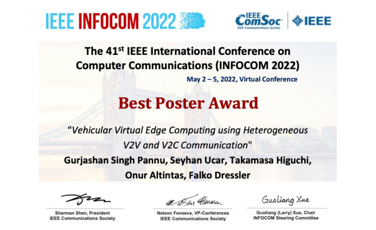 ITL researchers received the Best Poster Award at INFOCOM 2022 - AMRD